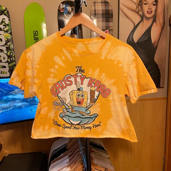 Tops | Spongebob Krusty Krab Crop Top Womans | Poshmark